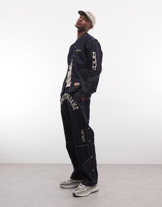 AND1 Respect The Game - Jeans in Rinse-Waschung mit Kontrastnaht, Kombiteil-Blau