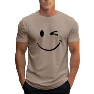 Generic T-shirt homme d&eacute;contract&eacute; &agrave; manches courtes col rond design confortable extensible pour le quotidien printemps &eacute;t&eacute;, kaki, XXL