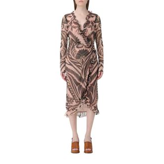 Etro Femme, Robes, Multicolore, Taille: 38 FR Robe midi en soie avec volants