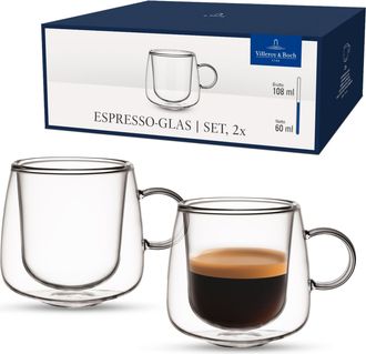 Villeroy & Boch Artesano Hot&Cold Beverages Espresso-Glas, Gläser Set 2tlg., doppelwandige Gläser für Kalt- und Heißgetränke, 60 ml, Borosilikatglas, spülmaschinenfes
