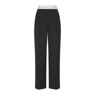 Alexander Wang Femme, Pantalons, Noir, Taille: 40 FR Pantalon Pliss&eacute; Taille Haute avec &Eacute;lastique Logo