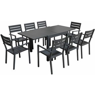 Happy Garden Happy Garden - Salon de jardin venezia extensible 90/180 en aluminium anthracite - 8 places