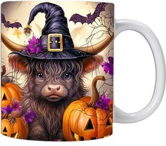 Generico Tasse dHalloween - Caf&eacute; Hallowens | Fant&ocirc;mes en c&eacute;ramique | Vibrations effrayantes | D&eacute;coration de salon esth&eacute;tique | Verre &agrave; lait avec poign&eacute;e de boi