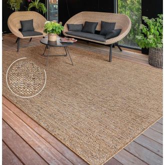 Paco Home Paco Home Tapis Exterieur Terrasse Salon Cuisine Lavable En Machine Motif Boho Uni 200x280 cm, Beige 2