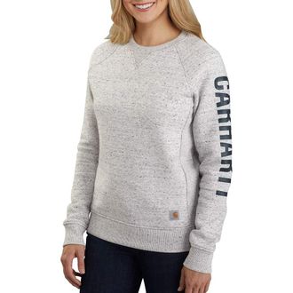 Carhartt Work in Progress Damen Relaxed Fit, mittelschweres Block Logo Sleeve Graphic Sweatshirt, Asphalt meliert NEP, L