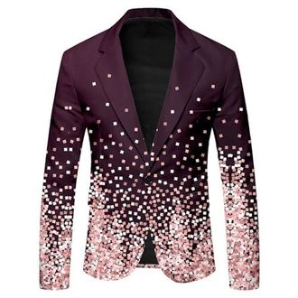 Generic Veste pour homme - Aspect &agrave; paillettes imprim&eacute; - Effet scintillant - Veste de costume pour carnaval, f&ecirc;te - Coupe ajust&eacute;e - Blazer pour spectacle - Co
