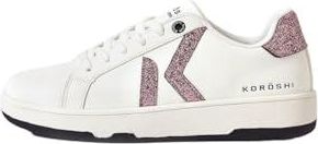 Koröshi Baskets blanches avec lacets et détails pailletés de couleur rose, de couleur rose, rose, 37 EU