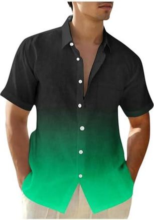 Generic Chemise &agrave; manches courtes pour homme, style d&eacute;contract&eacute;, classique, col rabattable, &eacute;l&eacute;gant, extensible, l&eacute;ger et confortable, chemise boutonn&eacute;e pour 