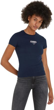 Tommy Jeans Damen T-Shirt Kurzarm Slim Rundhalsausschnitt, Blau (Dark Night Navy), XL