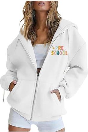 Generic Veste de surv&ecirc;tement &agrave; capuche pour femme - Veste &agrave; capuche surdimensionn&eacute;e - Fermeture &eacute;clair - Veste de sport - Manches longues - Veste de surv&ecirc;teme