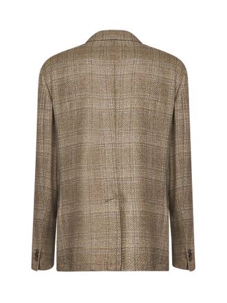 Etro Mens Single-Breasted Blazer Prince Of Wales Beige Wool Jacket