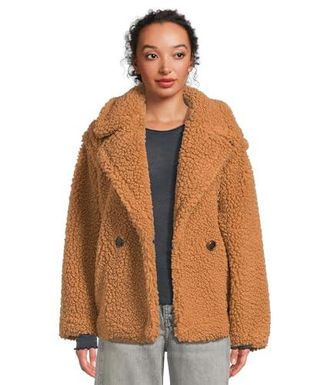 UGG Gertrude Short Teddy Coat Manteau, ch&acirc;taigne, Large Femme
