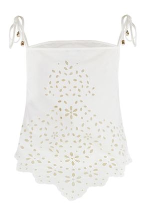 Self Portrait Womens Cotton Top White Vests & Tank Tops