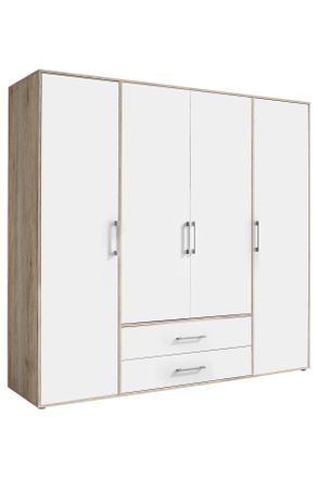 Boxxx Kleiderschrank, Wei&szlig;, Eiche San Remo, Holzwerkstoff, 7 F&auml;cher, 2 Schubladen, 206x195x60 cm, in verschiedenen Gr&ouml;&szlig;en erh&auml;ltlich, Schlafzimmer, Kleiders