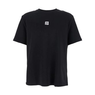 Balmain Homme, Tops, Noir, Taille: L T-shirt Signature Brod&eacute;