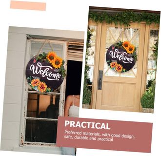 Garneck Willkommensschild aus Holz mit Sonnenblumenmotiv Wetterfestes Türschild für Sommer und Herbstdekoration Bunte Haustür Deko für Garten und Veranda Lang