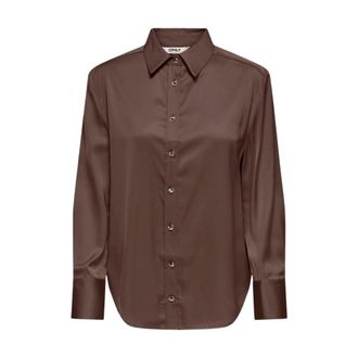 Only Klassische Langarm-Hemdbluse mit Rundhalsausschnitt - - Blouses & Shirts - Damen - Braun - XS