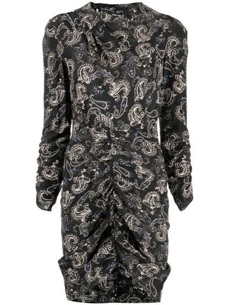 Isabel Marant robe courte froncée à motif cachemire - Noir