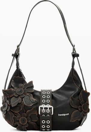 Desigual Kleine Tasche in Braun mit Blumen-Applikationen
