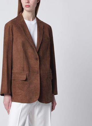 Salvatore Santoro Braune einreihige Wildlederjacke