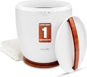 SereneLife Chauffe-Serviettes de Luxe pour Salle de Bain - Seau Chauffant avec Arr&ecirc;t Automatique et Support pour Disque Parfum&eacute; - Chauffe 1 Grande Serviette - De