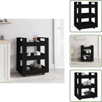 vidaXL K&uuml;chenwagen Schwarz 60x45x80 cm Holzwerkstoff - K&uuml;chenwagen - K&uuml;cheninsel - K&uuml;chenregale - Holzwerkstoff M&ouml;bel - Schwarzer K&uuml;chenschrank - The Living