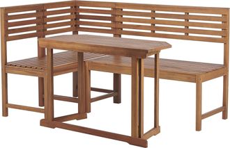 Beliani Garten Modul Eckbank mit Klapptisch 110x47 Akazienholz Hellbraun 4-teilig Treia