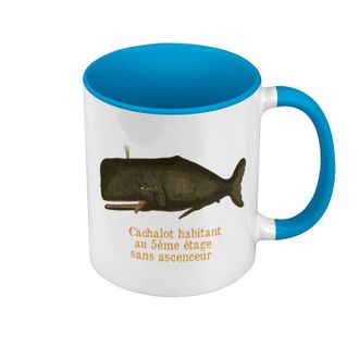 Fabulous Tasse in Premium-Qualit&auml;t, Blau - Pottwal der 5. Etagen - Biologie-Illustration - Tasse mit Henkel und farbigem Innenfutter