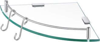 Kes Duschablage Glas Eckregal Glasregal 7 mm Hartglas Glasablage f&uuml;r Badezimmer Regal Wandregal Dusche mit Regaltr&auml;ger Ecke Badregal Wandmontage Geb&uuml;rstet