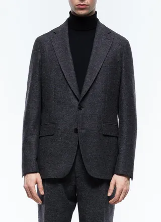 Fursac Veste droite en laine mouchet&eacute;e - Taille 44 - Homme