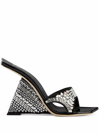 Giuseppe Zanotti Akira Shine Wedge-Sandalen 105mm - Schwarz