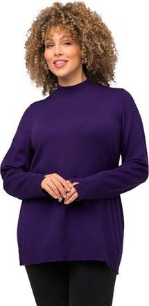 Ulla Popken Pull, col Montant, Manches Longues, Poignets côtelés Sweater, Violet Profond, 56-58 Femme