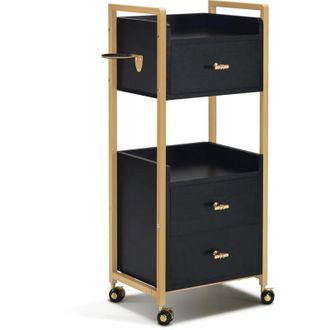 MCombo M Mcombo Friseurwagen mit Rollen & 3 Schubladen, Rollwagen Servierwagen, Salon Trolley mit 2 Ablagen & F&ouml;hnhalter, Moderner Arbeitswagen f&uuml;r Bad