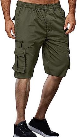 Generic Short cargo pour homme avec taille &eacute;lastique - L&eacute;ger - Pour la marche, la randonn&eacute;e, la p&ecirc;che, le cyclisme, le safari - Avec plusieurs poches - Couleu