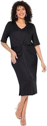 Ulla Popken Jerseykleid mit Knoten Robe en Jersey avec noeuds, Noir, 54-56 Femmes