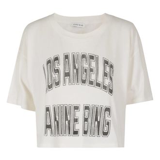 Anine Bing Johnny Cropped Tee - - Tops - Damen - Wei&szlig; - S