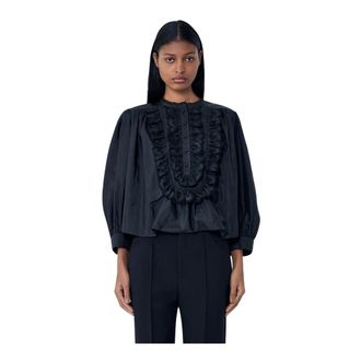 Chlo&eacute; Bluse mit R&uuml;schendetails - - Blouses & Shirts - Damen - Schwarzk - S