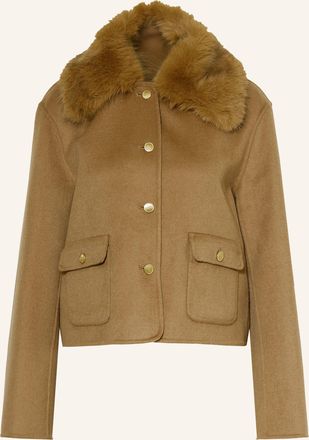 Tommy Hilfiger Kastenjacke Mit Abnehmbarem Kunstfell-Kragen braun