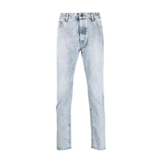 Palm Angels Homme, Jeans, Bleu, Taille: W33 Jean Bleu Clair avec Logo Blanc
