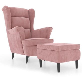 vidaXL Ohrensessel mit Hocker Rosa Samt Vidaxl