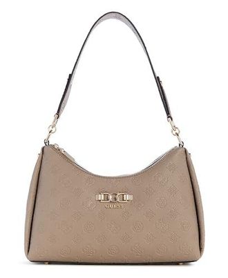 Guess Anise Sac &agrave; bandouli&egrave;re double zip, Logo taupe fonc&eacute;, One Size, Anise Sac &agrave; bandouli&egrave;re double zip