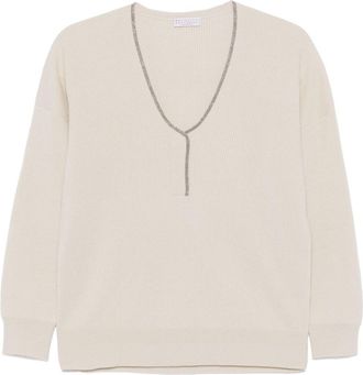 Brunello Cucinelli Gerippter Kaschmirpullover - Nude
