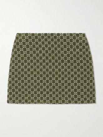 Gucci Minirock Aus Bouclé Aus Einer Baumwollmischung Mit Jacquard-muster - Grün