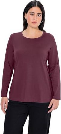 Ulla Popken Basic-Shirt, Rundhalsausschnitt, Slim, Baumwolle T-Shirt pour Femme, Dunkle Beeren, 56-58