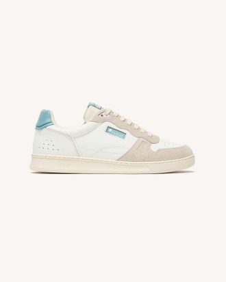Faguo Baskets en cuir blanc et bleu