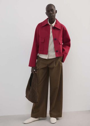 Mango Veste en coton poches rouge - Femme - XXS - MANGO