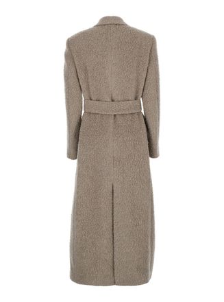Golden Goose Womens Beige Double-Breasted Wool Blend Coat Virgin Mohair Polyamide