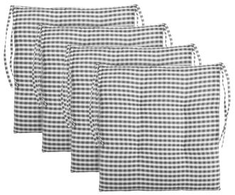 Brandsseller Sitzkissen Stuhlkissen kariert Kissen Sitzpolster Garten Auflage - 40 x 40 cm - anthrazit, hellgrau, braun, beige (4er-Paket, Anthrazit)