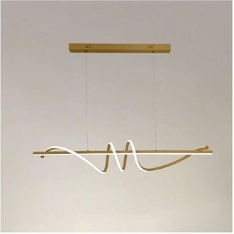 Trade Shop Lampadario A Sospensione Led 65w Oro Spirale Ondulato Luce 4000k Vortice Orizzontale 32446