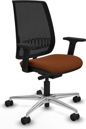 Piqueras y Crespo B&uuml;rostuhl mit 2D-Armlehnen, h&ouml;henverstellbare Lendenwirbelst&uuml;tze, ausgestattet mit Synchron/Translack und eingespritztem Schaumstoff, Schwarz/Braun